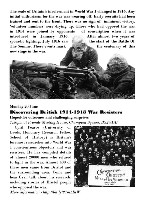 Remembering the Real WW1 – Summer 1916 - Bristol Radical History Group